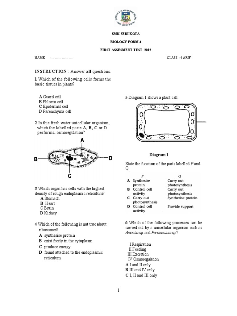 Form 4 | PDF | Tissue (Biology) | Cell (Biology)