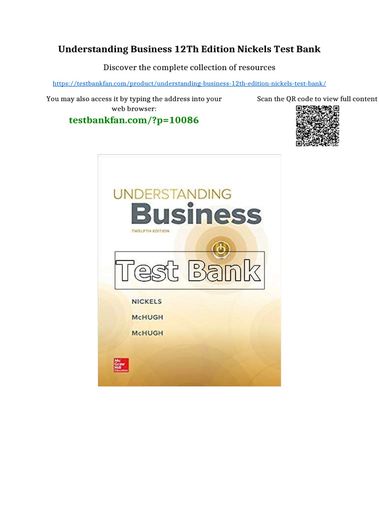 Understanding Business 12th Edition Nickels Test Bank available ...