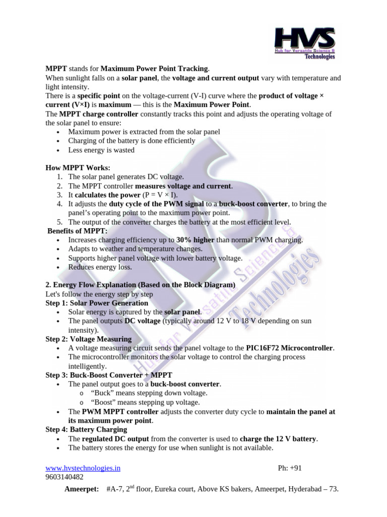 MPPT and Block Diagram Flow Explanation | PDF | Solar Panel ...
