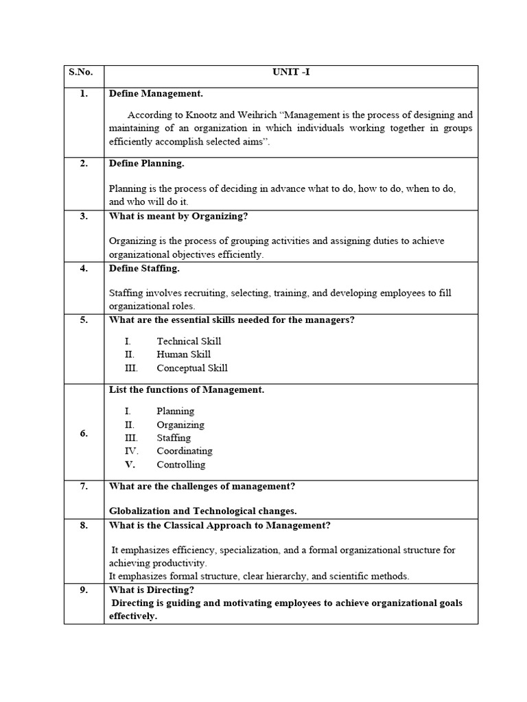 FM - Two Marks Unit I To Unit V | PDF | Motivational | Motivation