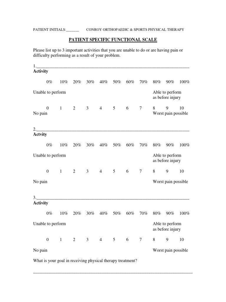 Patient Specific Functional Scale | PDF