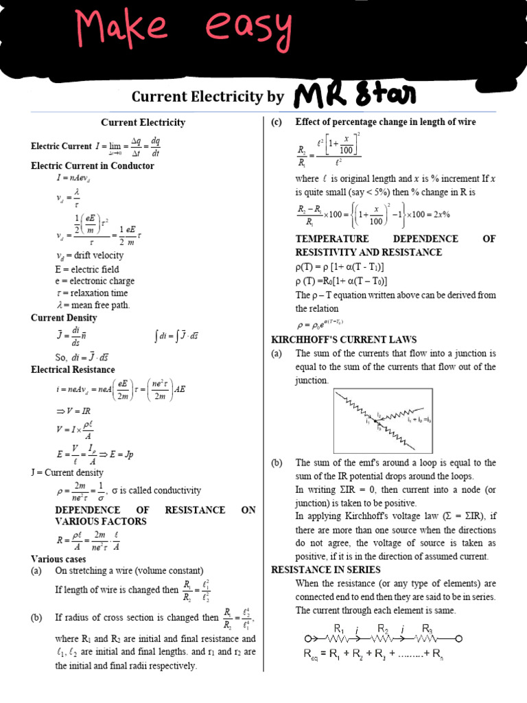 Current Electricity Class Notes | PDF | Voltage | Electricity