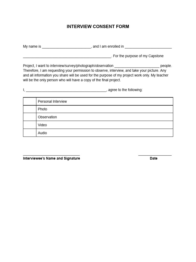 Capstone Project Consent Form | PDF