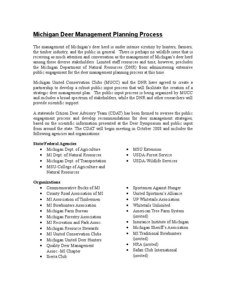 Michigan Deer Management Strategy Overview | PDF | Focus Group | Michigan