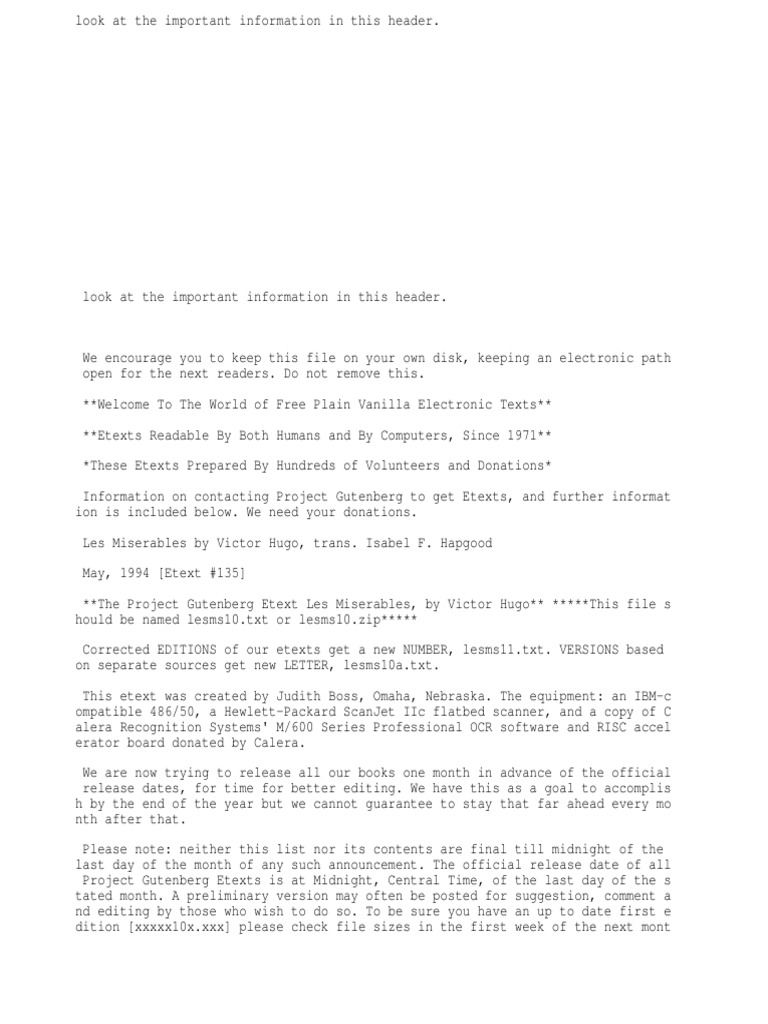 Les Misérables | PDF | Les Misérables | E Text