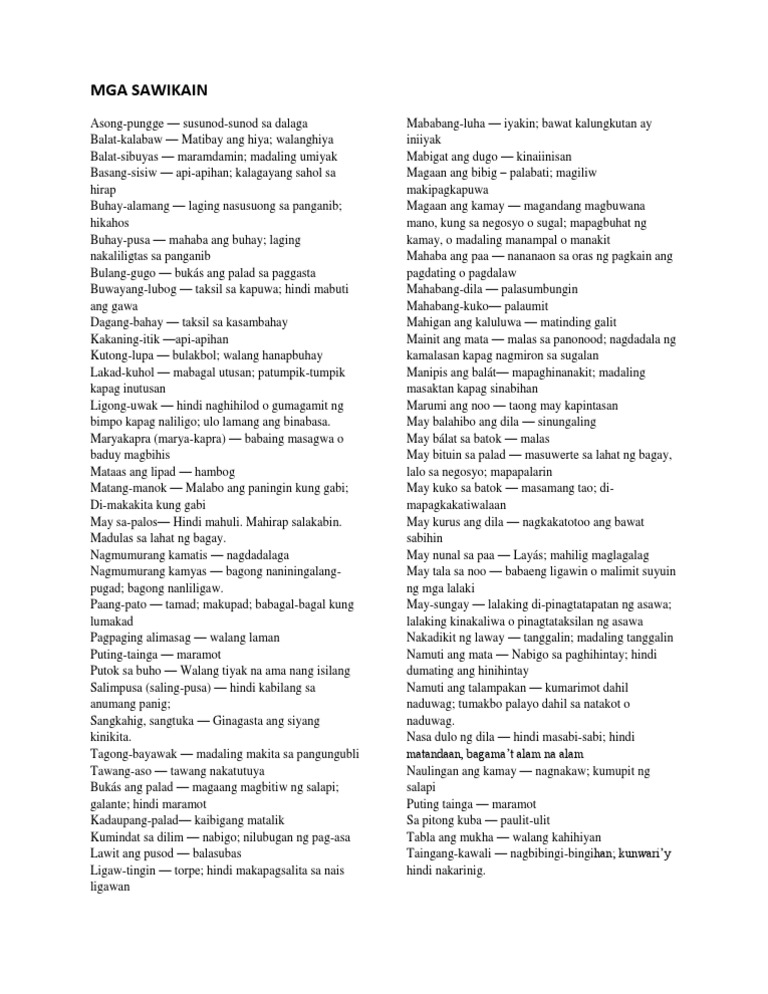 Mga Sawikain | PDF
