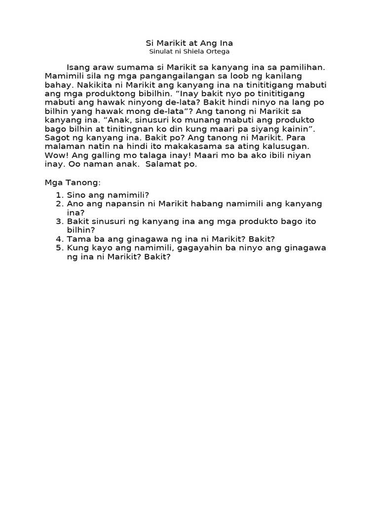 Si Marikit at Ang Ina | PDF