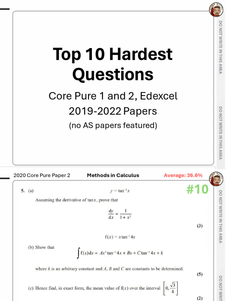 Top 10 Hardest Further Maths Questions - Blank | PDF