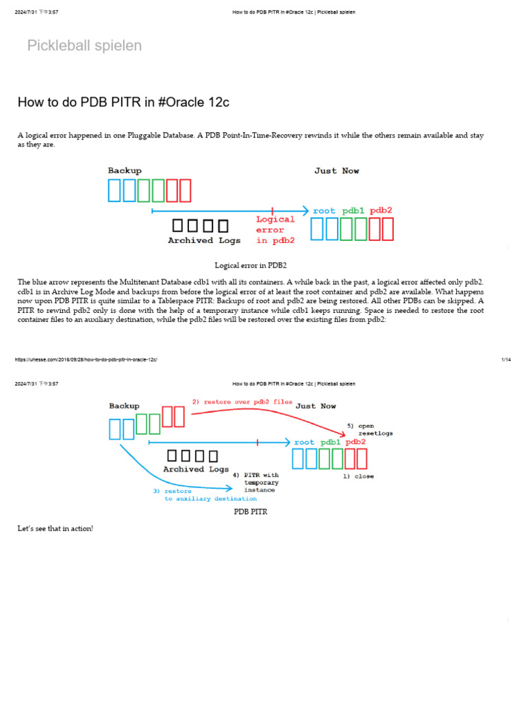 How To Do PDB PITR in #Oracle 12c - Pickleball Spielen | PDF | Pl/Sql ...