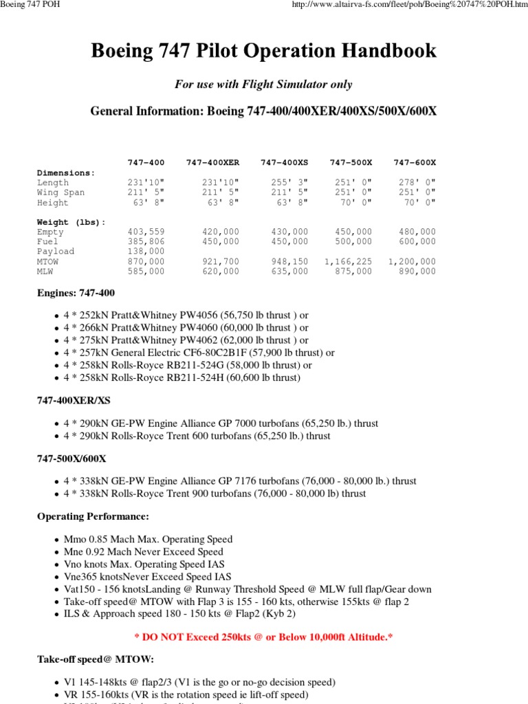 B747 Poh | PDF | Takeoff | Aeronautics