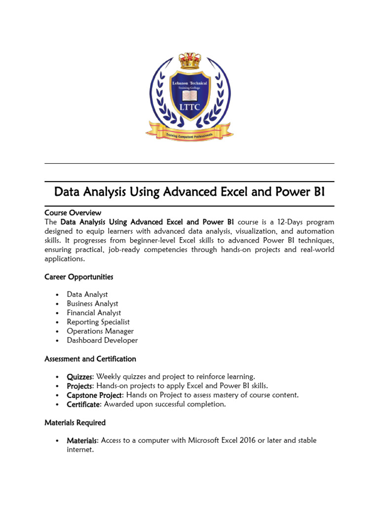 Advanced Excel Course and Power BI. | PDF | Microsoft Excel | Data Analysis