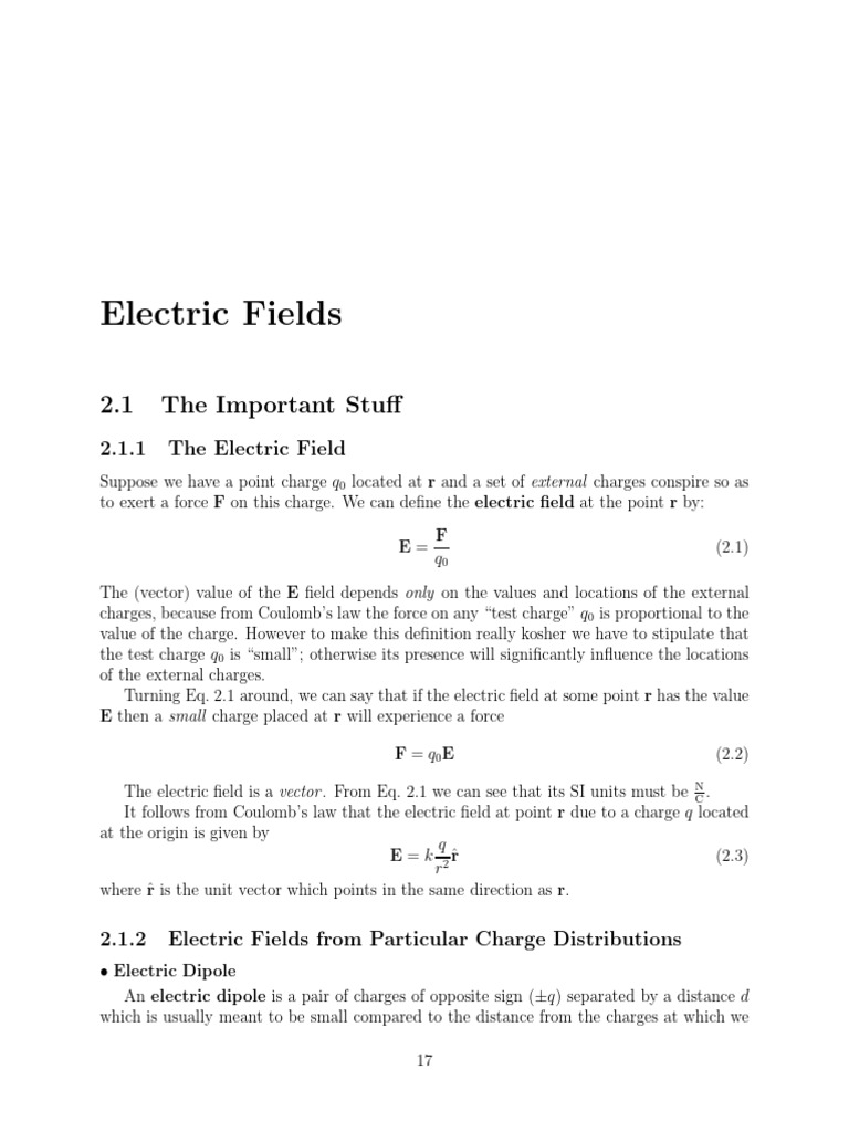 Electric Fields Physics | PDF | Electric Field | Force