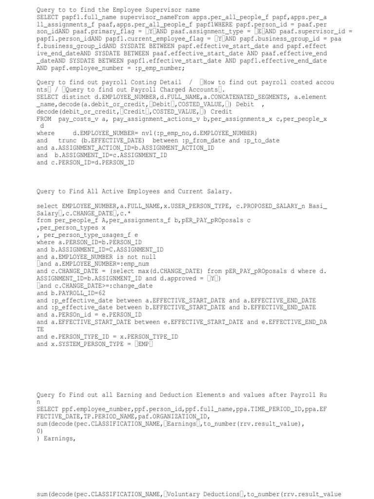 Important Queries | PDF | Payroll | Business