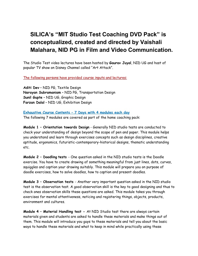 MIT Studio Test Coaching | PDF | 3 D Modeling | Dvd