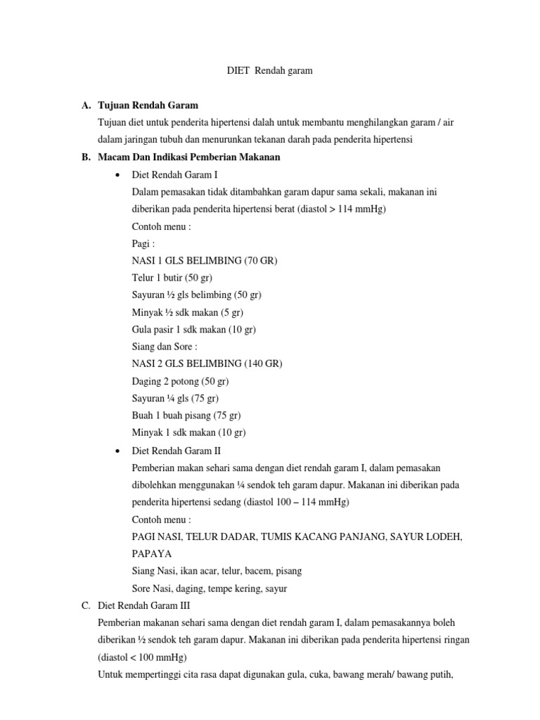 DIET Rendah Garam | PDF