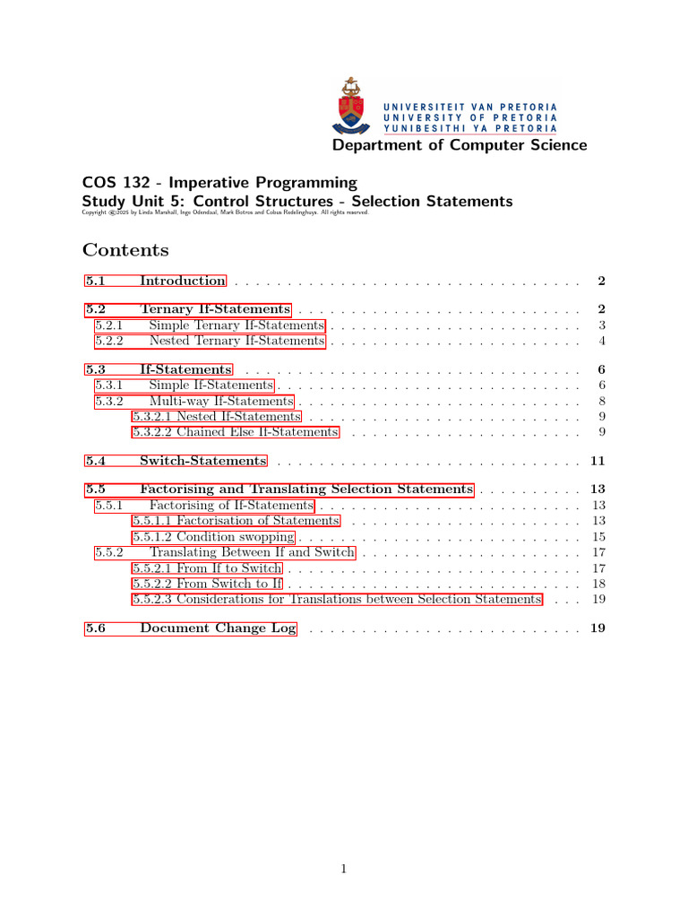 SU05 - Selection Statements | PDF | Boolean Data Type | Computer ...