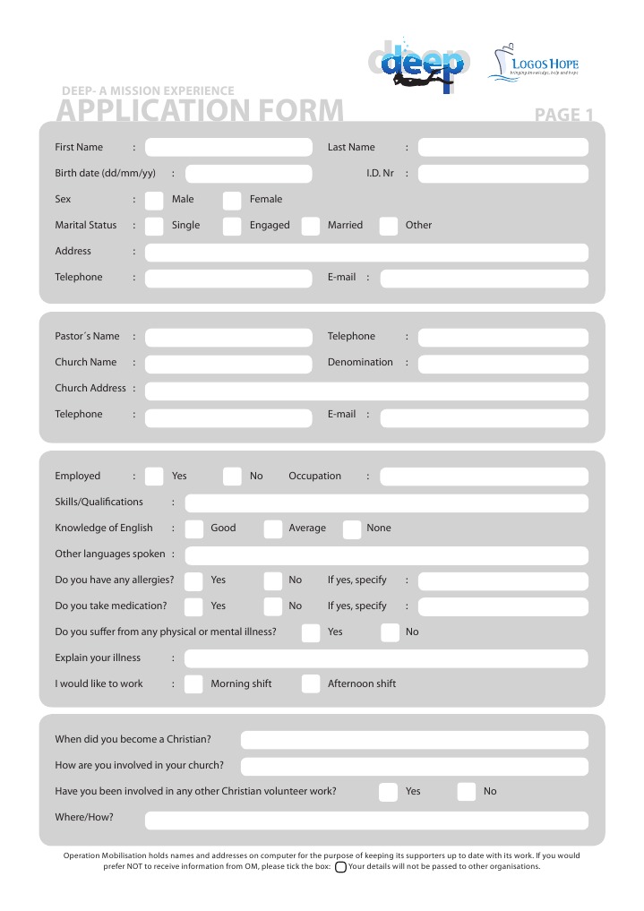 DEEP ApplicationForm (PortVolunteers) Savable | PDF