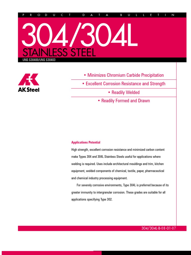 304 304L Data Bulletin | PDF