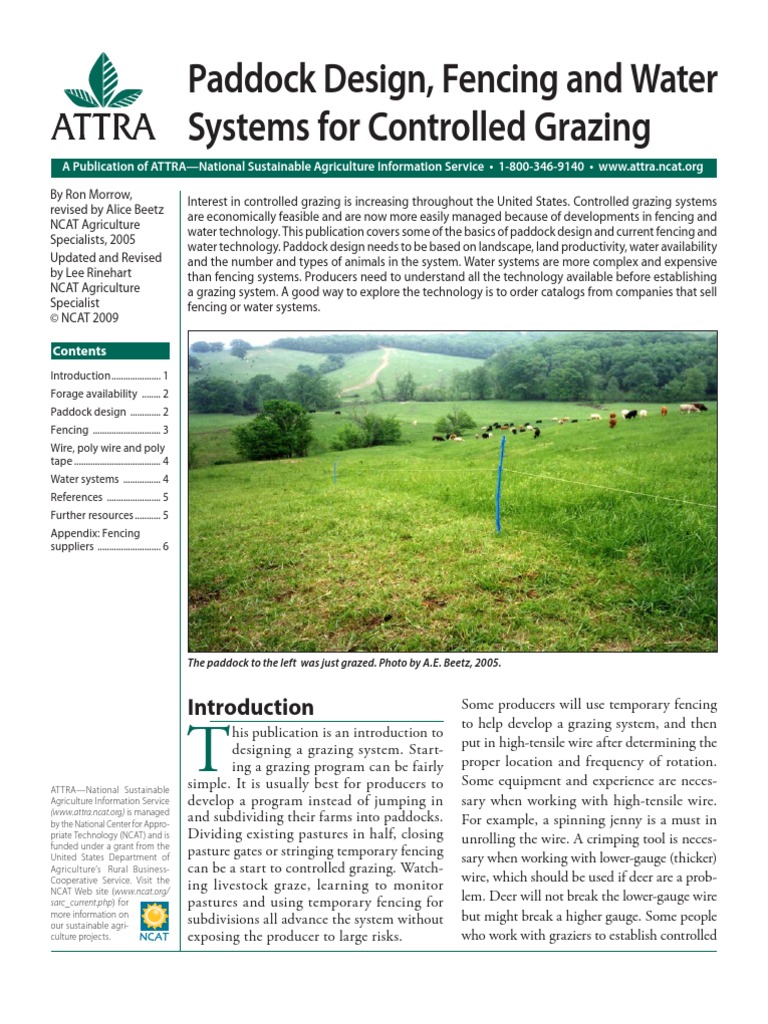 Paddock Design, Fencing and Water Systems For Controlled Grazing | PDF