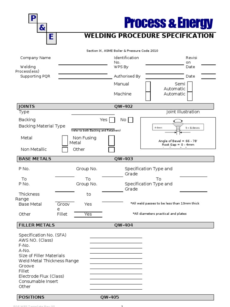 P& E WPS Template Rev 00 - Official | PDF