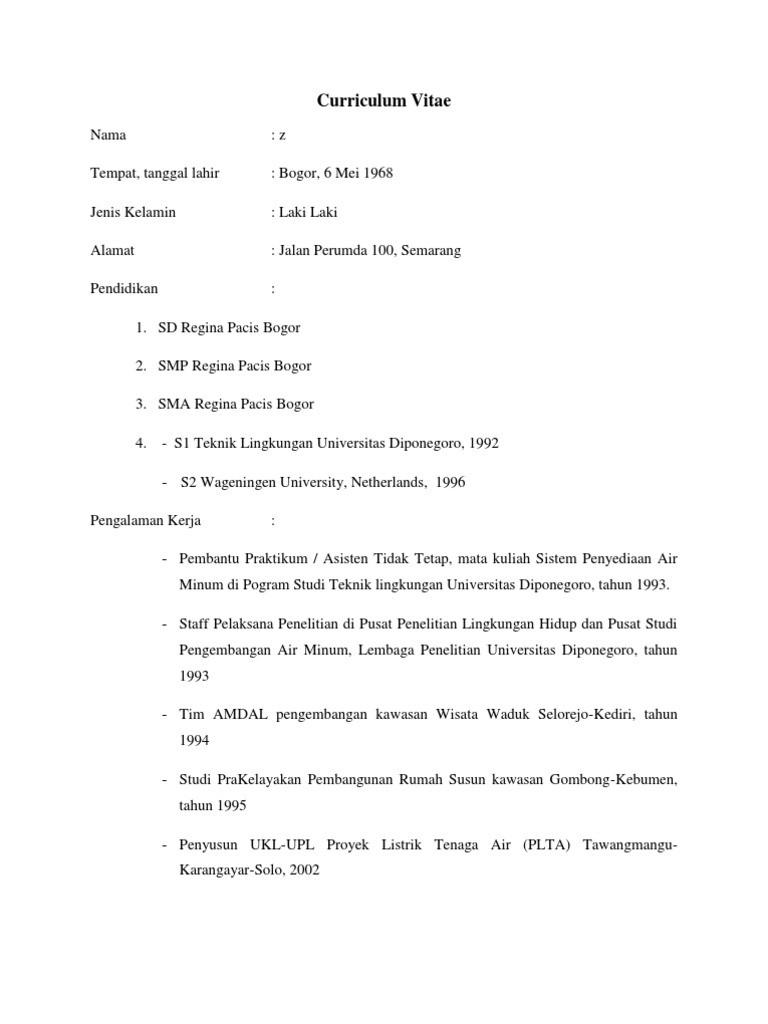 CV Amdal | PDF | Sains & Matematika
