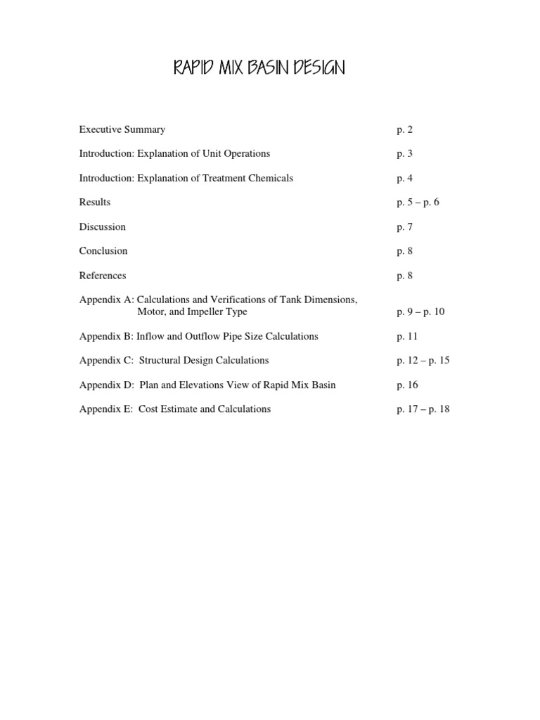 Example Rapid Mix Design Lab | PDF | United States Dollar | Pipe (Fluid ...