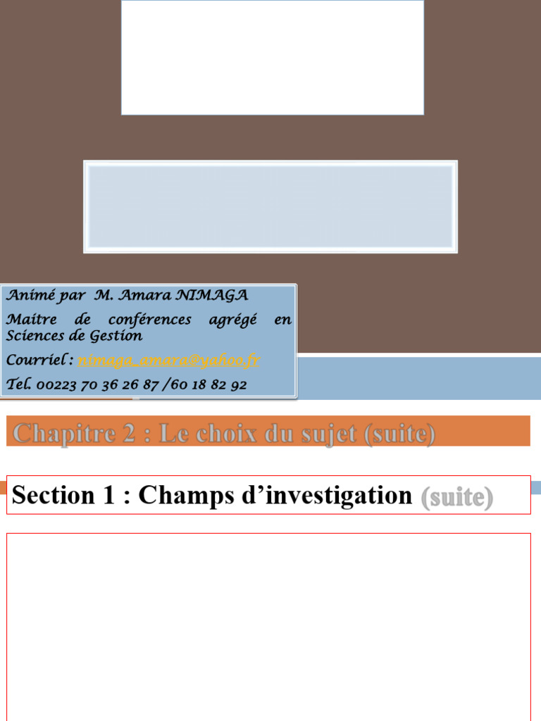 Chapitre 2 Le Choix Du Sujet | PDF