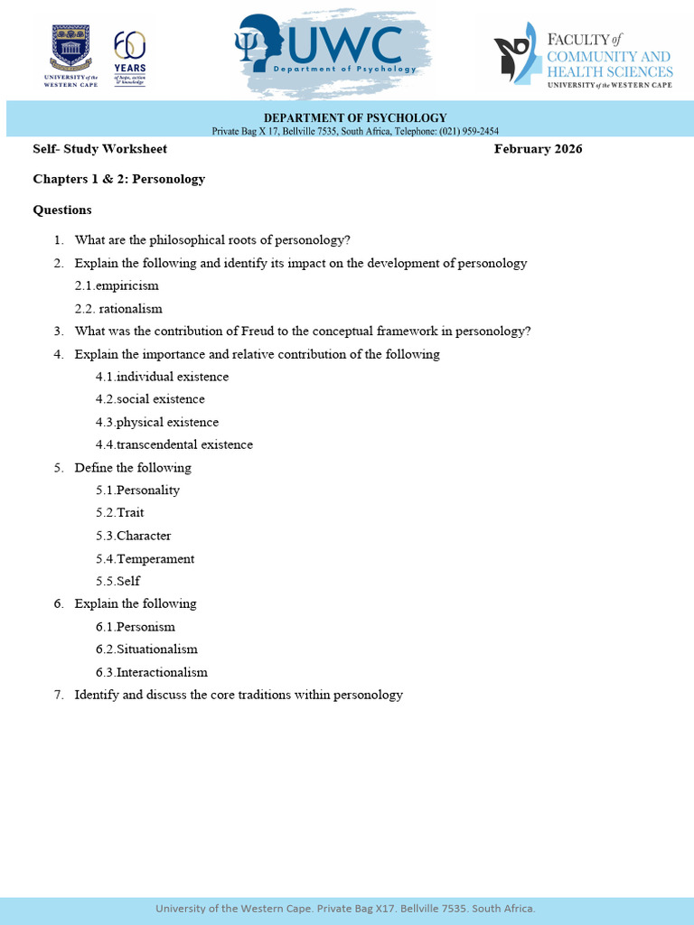 Personology Worksheet 2026 | PDF