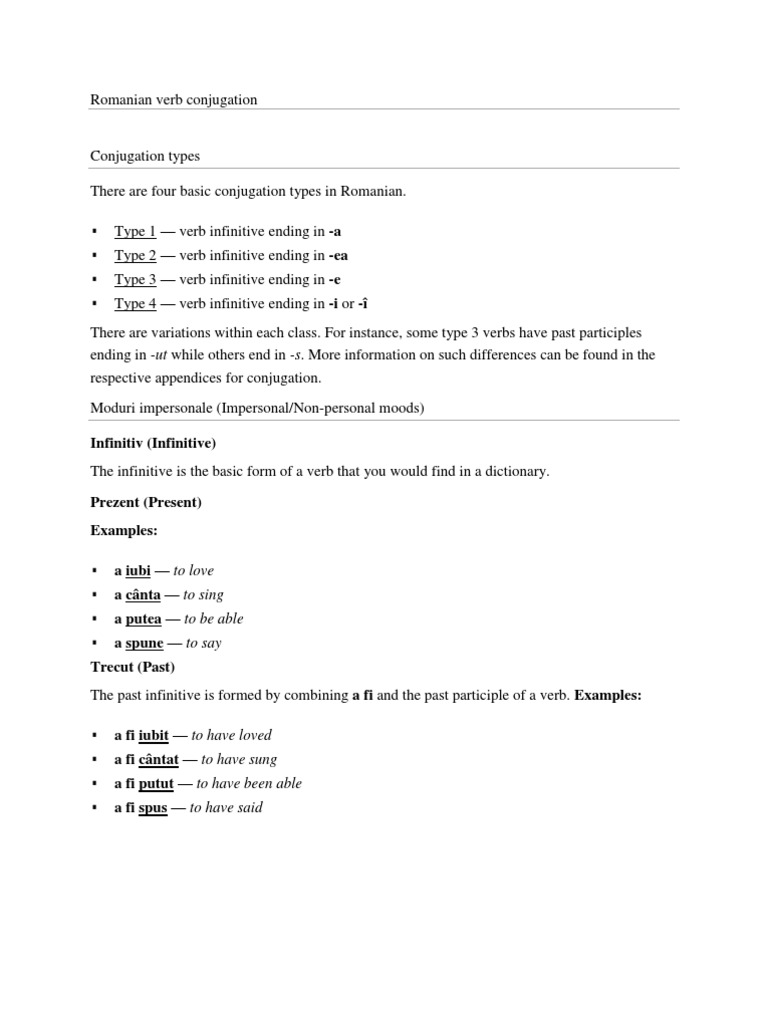 Romanian Verb Conjugation | PDF | Grammatical Gender | Verb
