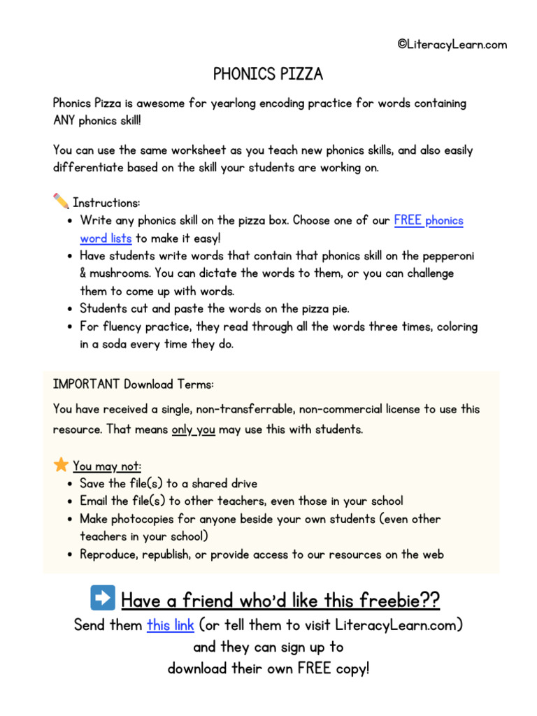 Phonics Pizza | PDF