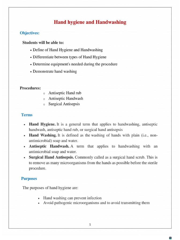Hand Hygiene | PDF