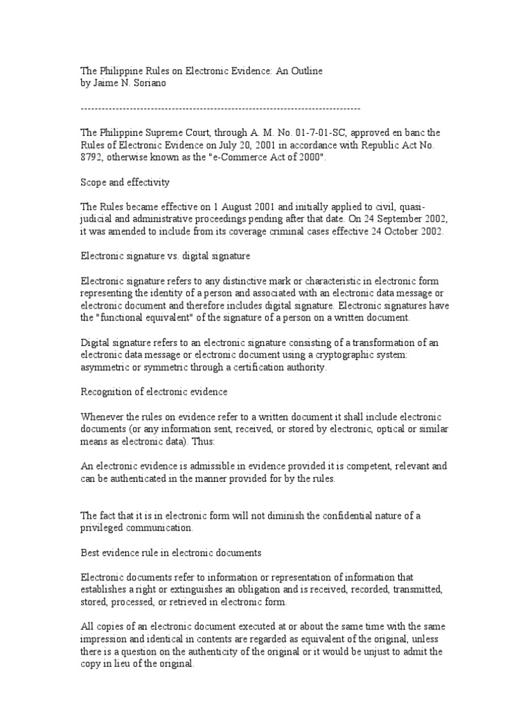 Philippine Electronic Evidence Rules | PDF | Affidavit | Evidence (Law)