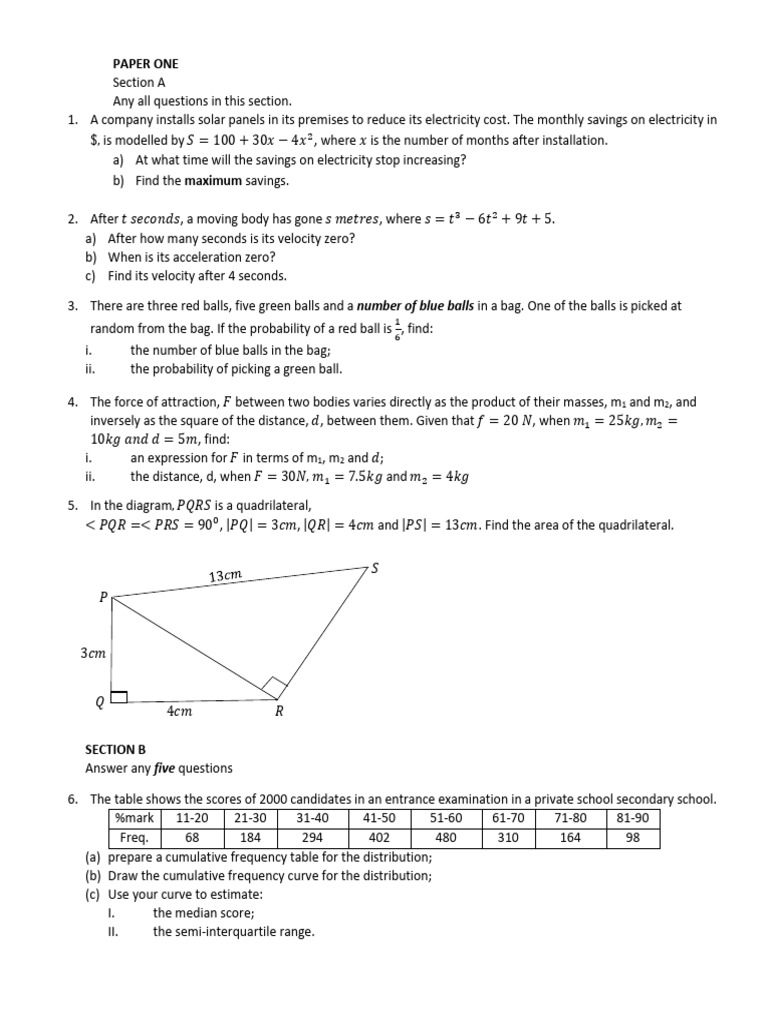 Year 12 Mathematics 2nd Term First Mock Educare | PDF