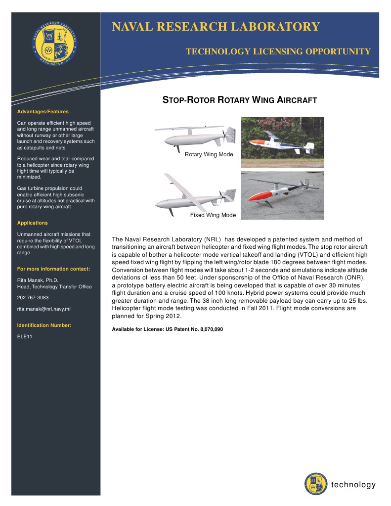 Stop-Rotor Rotary Wing Aircraft | PDF