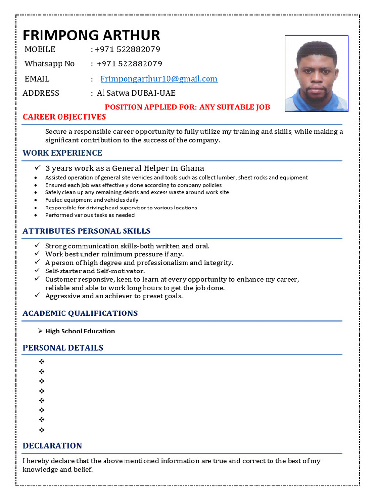 Resume F Rim Pong Arthur | PDF