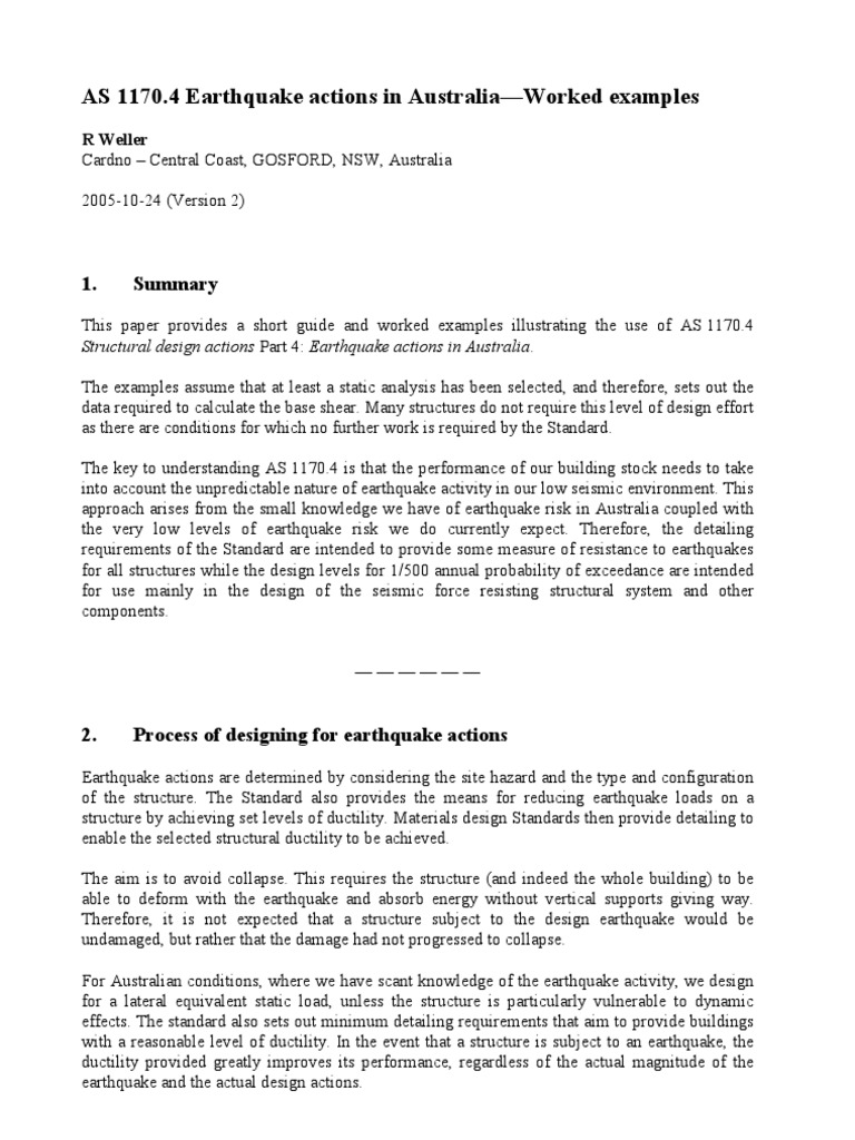 As-1170.4-2007 - Worked Examples | PDF