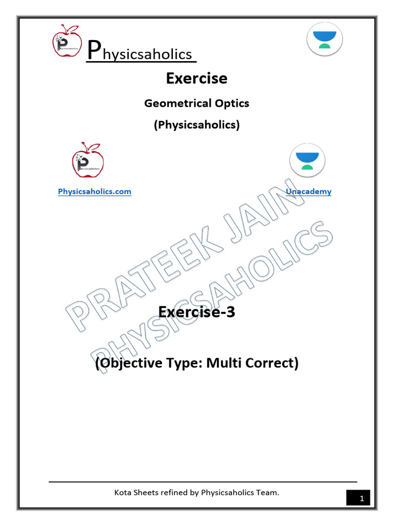 Sheet Exercise 3 - Geometrical Optics - Multi Correct 1757752708378 ...