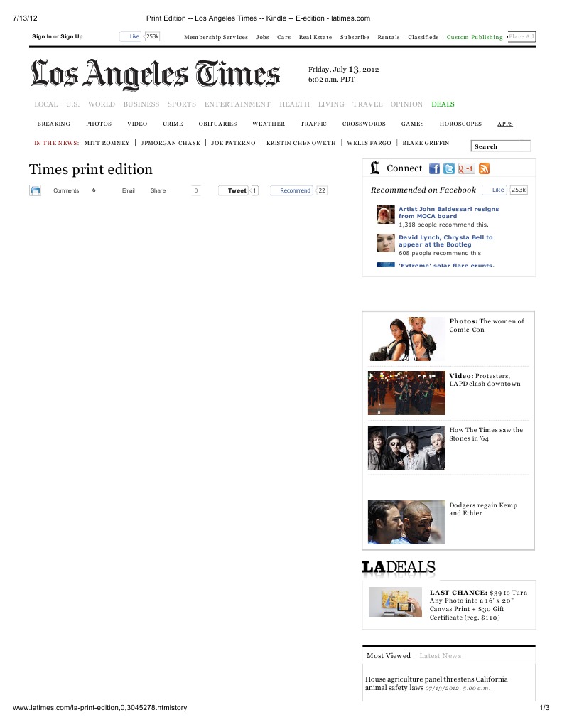Print Edition - Los Angeles Times - Kindle - E-Edition - Latimes | PDF ...