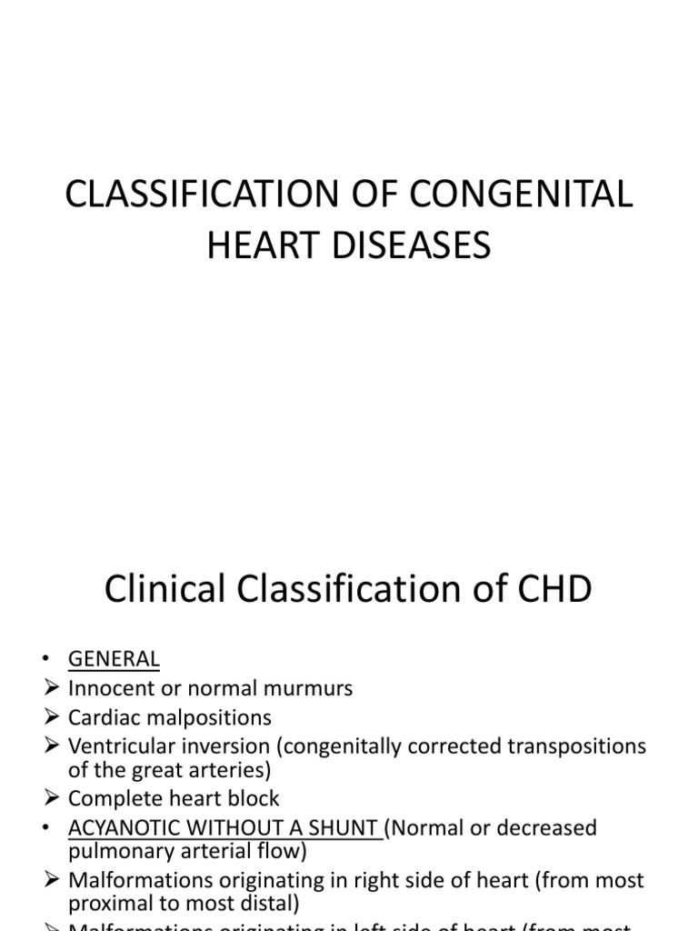 Classification of Congenital Heart Diseases | Congenital Heart Defect ...