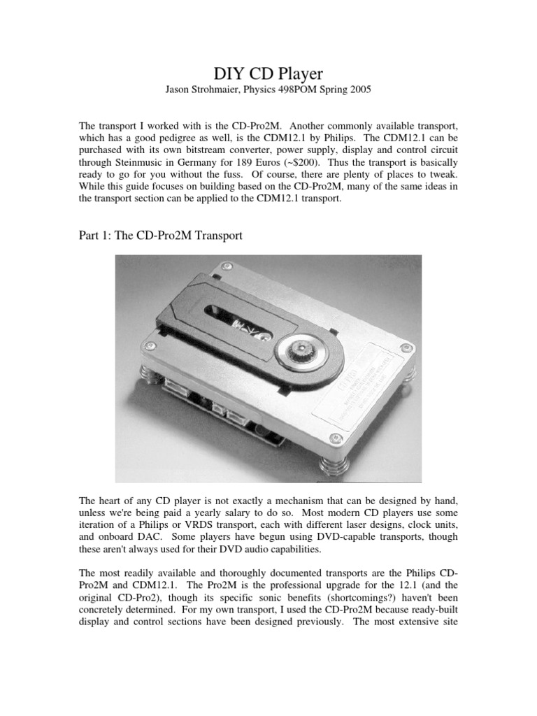 Jason Strohmaier DIY CD Player | PDF | Power Supply | Sampling (Signal Processing)