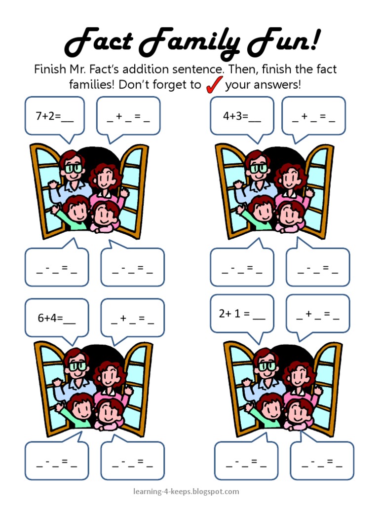 Fact Family Freebies | PDF | Cooking, Food & Wine | Language Arts ...