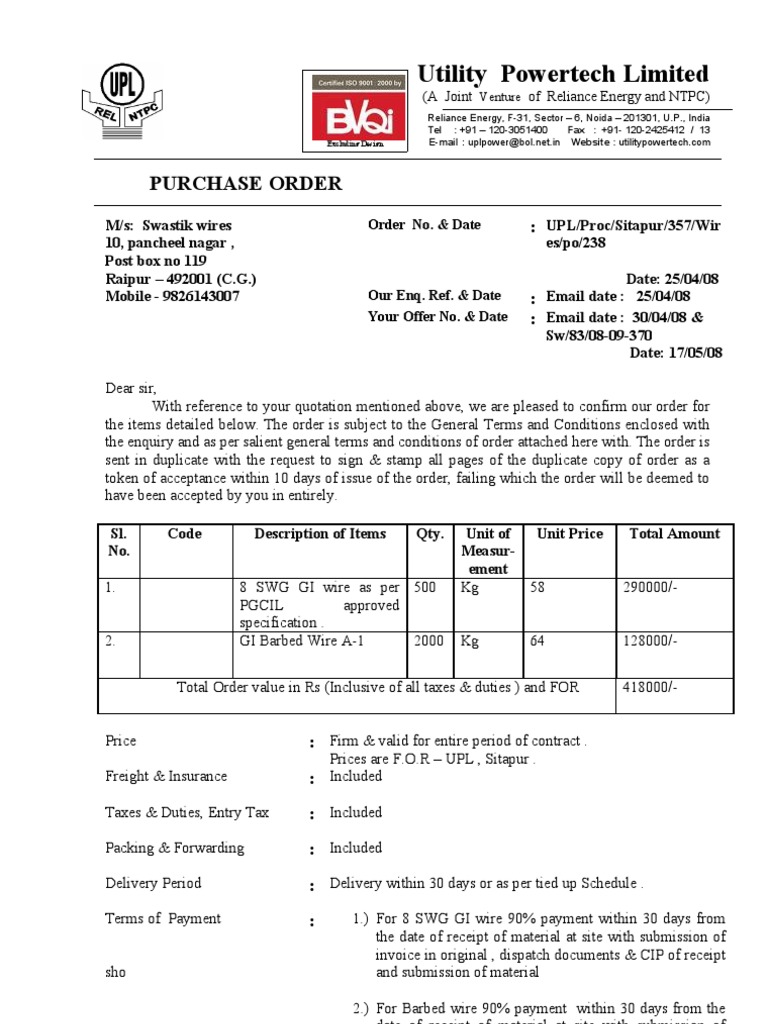 Format Purchase Order - 7 | PDF | Invoice | Cheque
