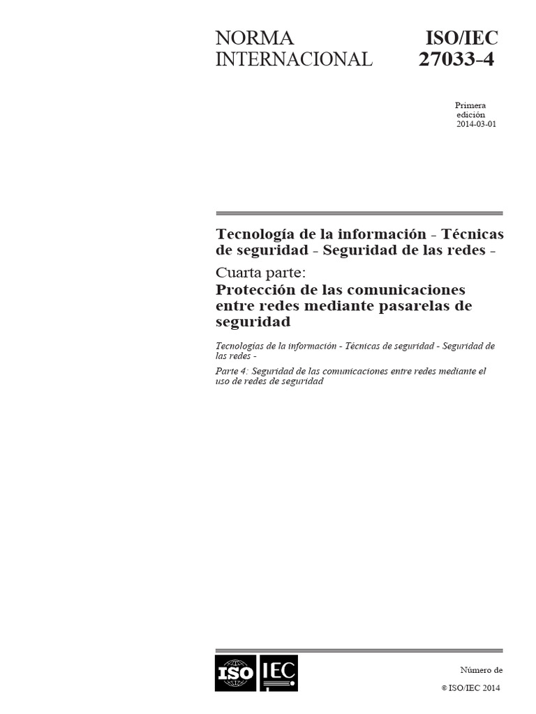 ISO IEC 27033-4-2014 es | PDF | Paquete de red | Cortafuegos (informática)