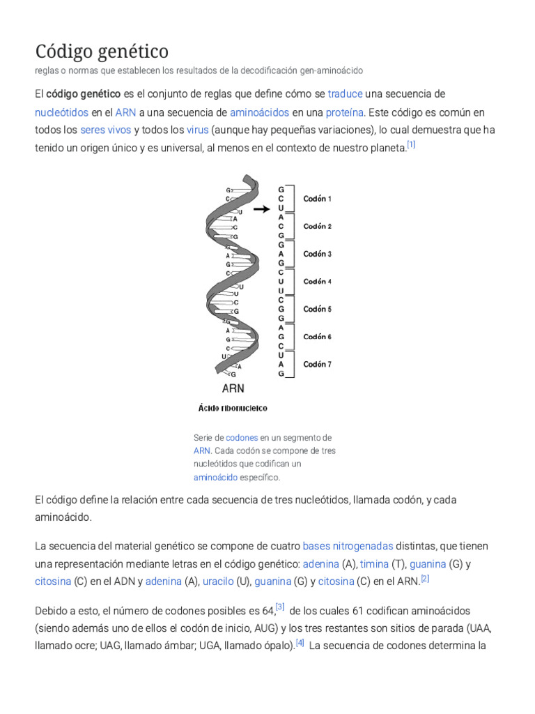 004 Código Genético - Wikipedia | PDF | Codigo genetico | Rna
