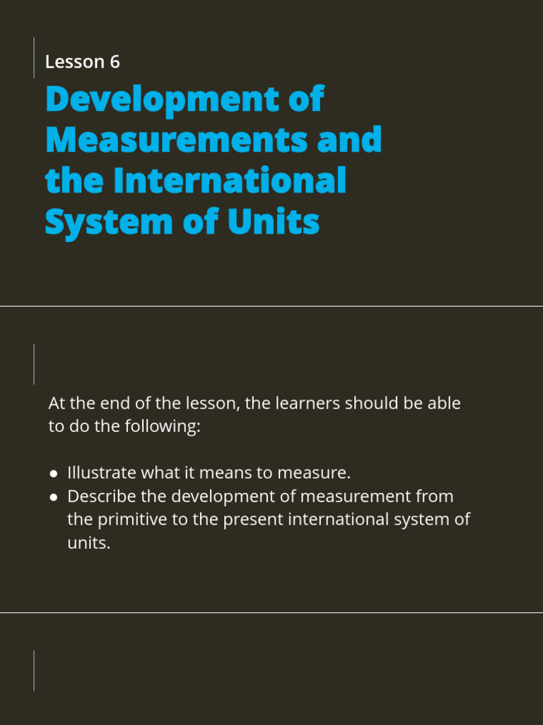 Development of Measurements and The International System of Units | PDF ...