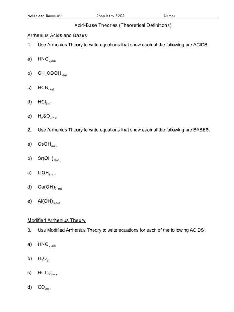 Arhhenius Acids and Bases | PDF