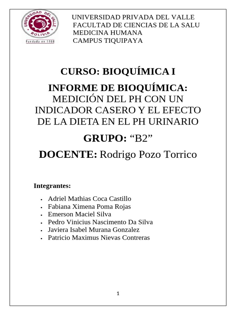 Medición Del PH Con Un Indicador Casero | PDF | Ph | Orina