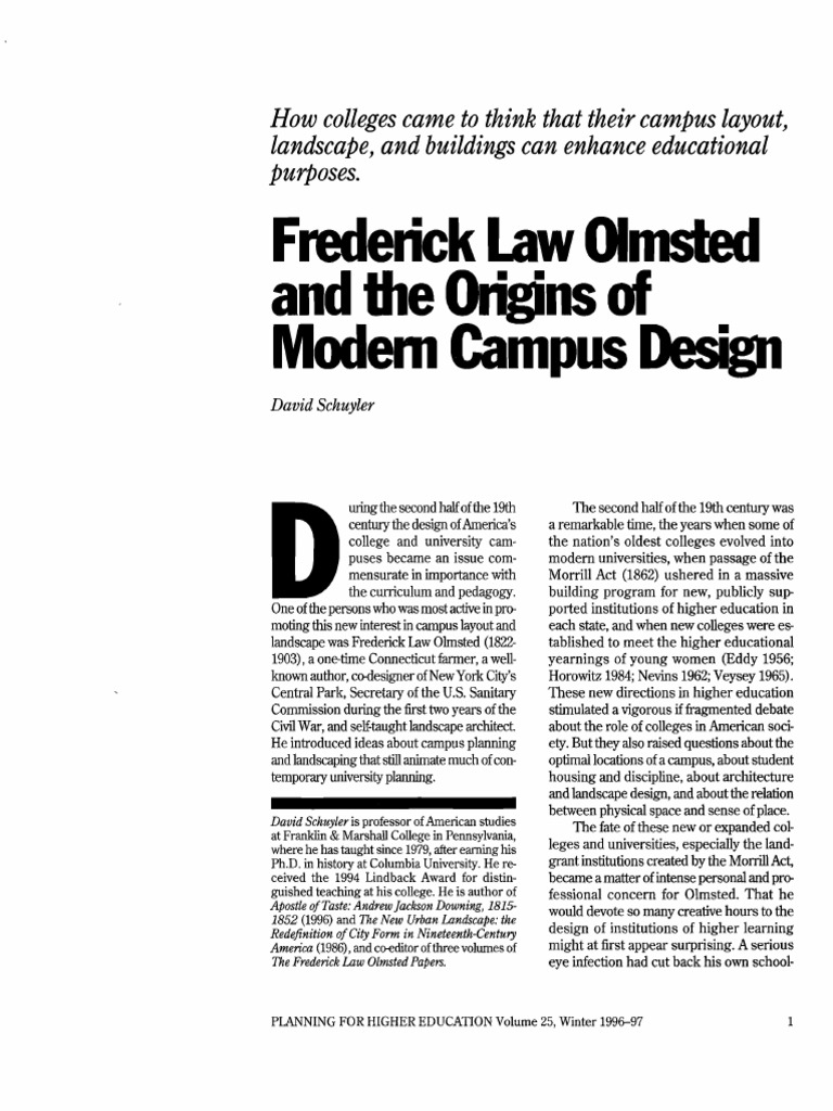 Frederick Law Olmsted and the Origins of Modern Campus Design by The ...