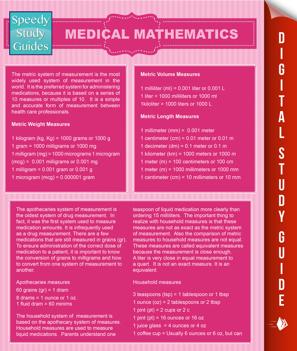 Read Medical Mathematics Speedy Study Guides Online By Speedy 