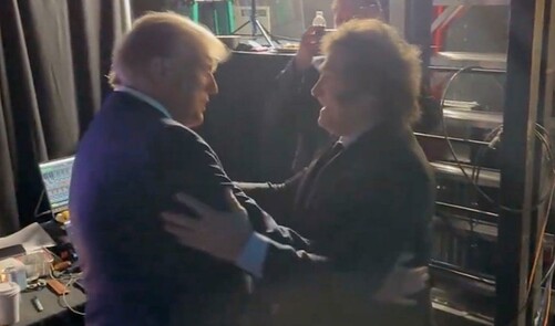 Trump Greeted With Fierce Bear Hug From Javier Milei Backstage At CPAC ...